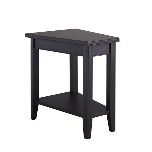 Leick Home Laurent End Table, Solid Wood, Narrow Wedge Shape, Bottom ...
