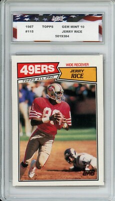 1987 Topps #115 Jerry Rice All-Pro AGC 10 Gem Mint San Francisco 49ers ...