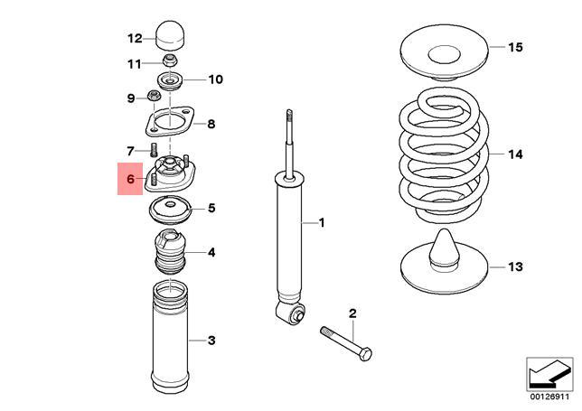 Genuine BMW Rear Suspension Spring Strut Guide Support E46/E85/E86 ...