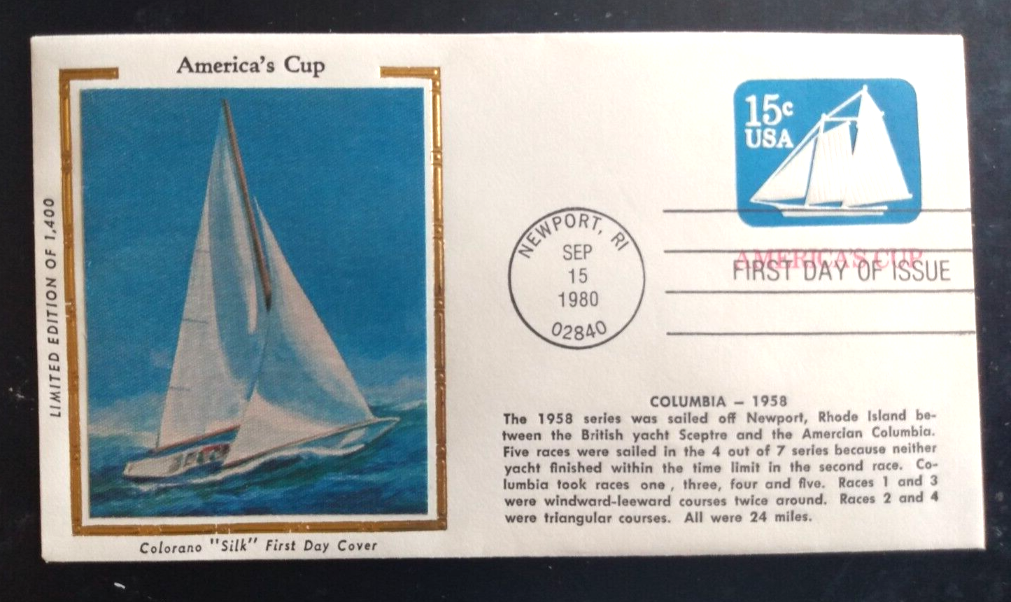 YACHT RACING AMERICA'S CUP 'COLUMBIA' COLORANO LIMITED EDITION CACHET ...