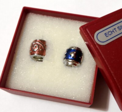 925 ECHT SILBER 2er Set Charms Module Beads Anhänger Element Armband ...