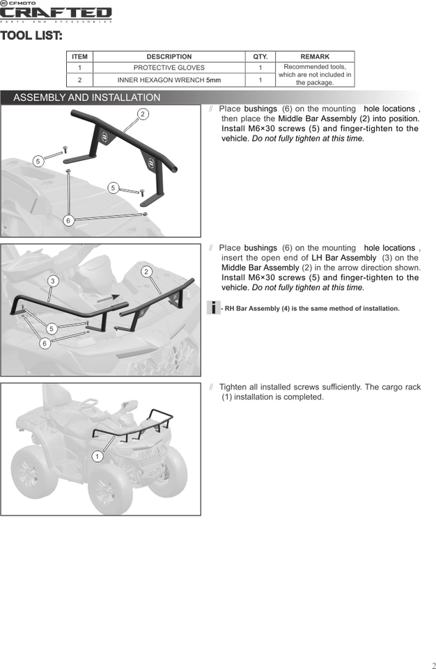 CFORCE 800/1000 Gen. 3 Front/Rear Rack Extender, CFMOTO OEM (9AWV ...