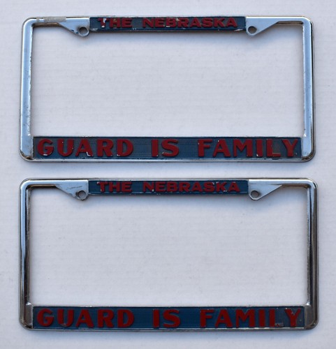 Vintage Nebraska "Guard is Family" Metal License Plate Frames ...