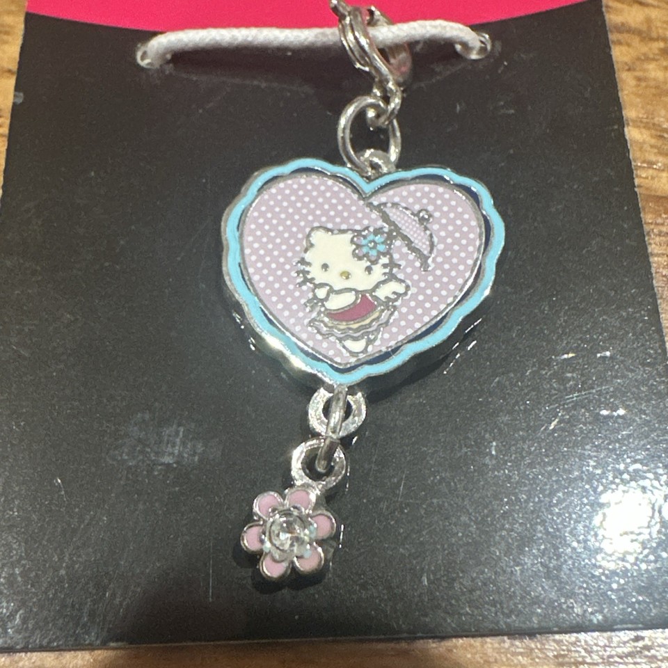 Vintage 2005 Hello Kitty Dangle Blue And Purple Heart & Flower Charm | eBay