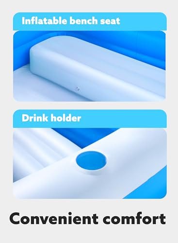 Inflatable Swimming Pool with Seats, 120" x 72" x 22" Full-Sized Blow ...