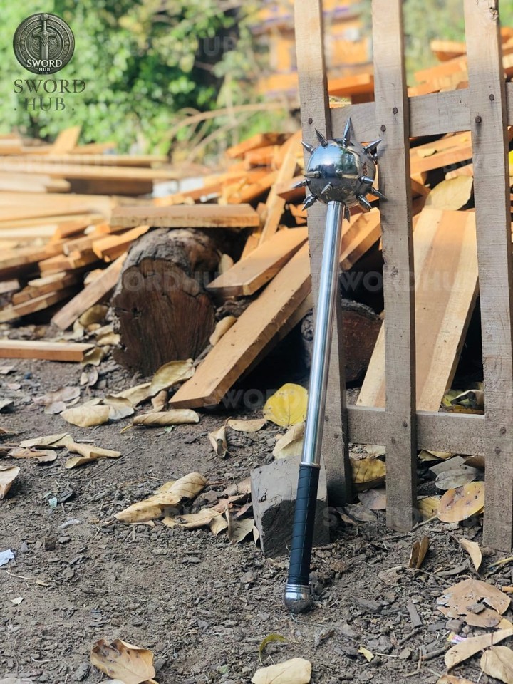 Medieval Hand Made Spiked Ball Mace Silver With Silver Deadly Morning ...