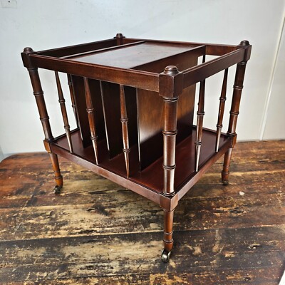 Vintage Hekman Bamboo-Style Mahogany Magazine Rack/Side Table | eBay