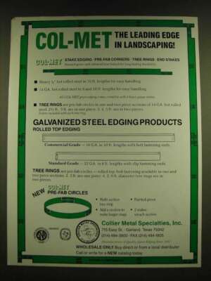 1990 Collier Metal Specialties Col-Met Edging Ad - Col-met the leading ...