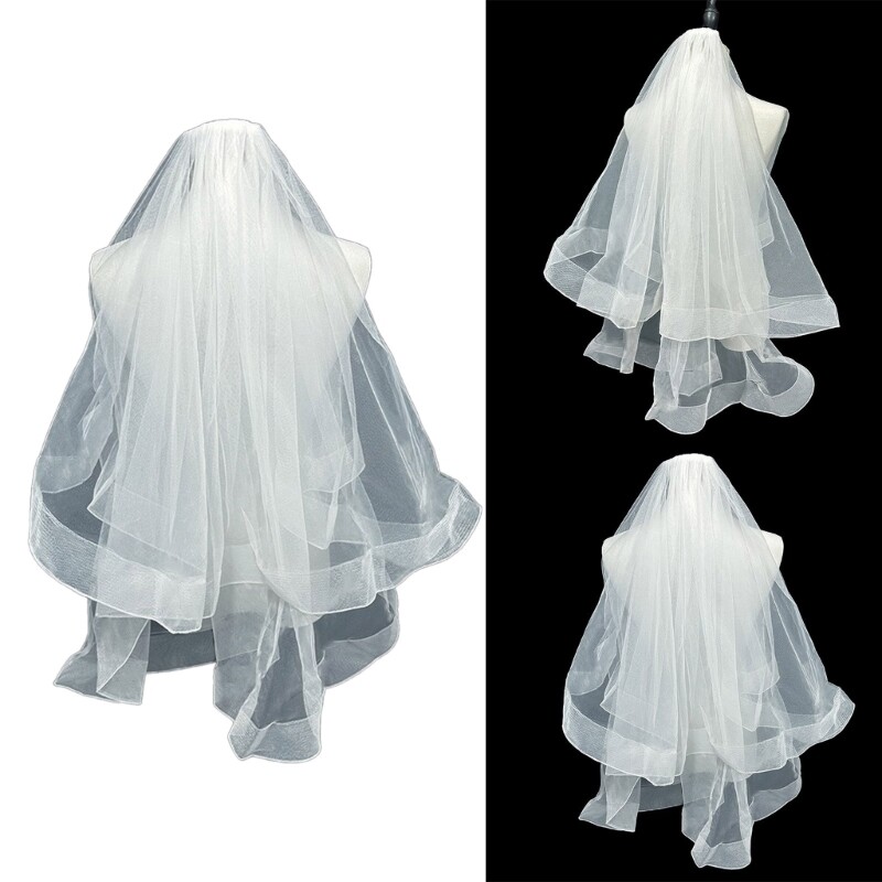 Exquisite Lace Layered Veil Bride Veils with Bowknot Sheer Marriage ...