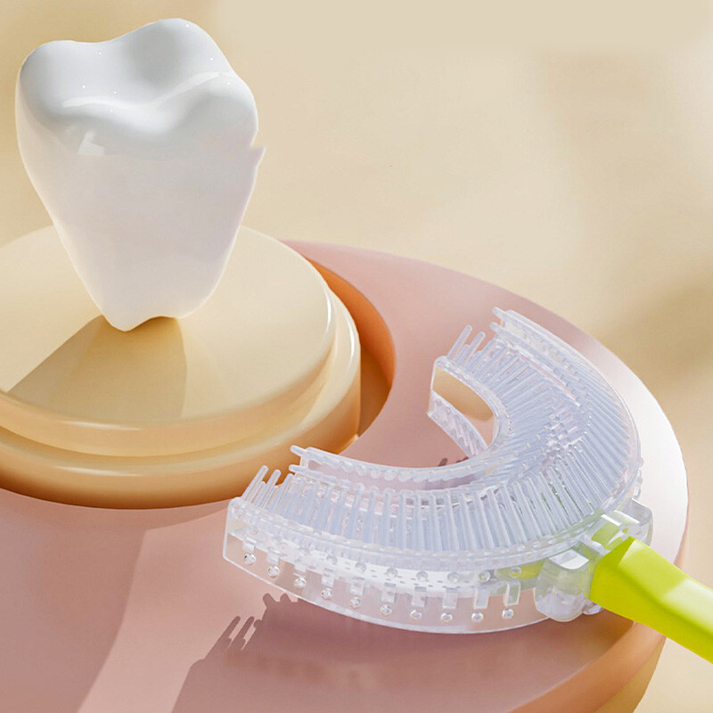 Portable All Rounded Children U Shape Toothbrush Baby Silicone Ages 2 ...