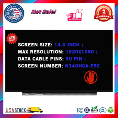 for Dell Latitude 5410 5411 LCD Non-Touch Screen 14" 1920X1080 30 pins ...