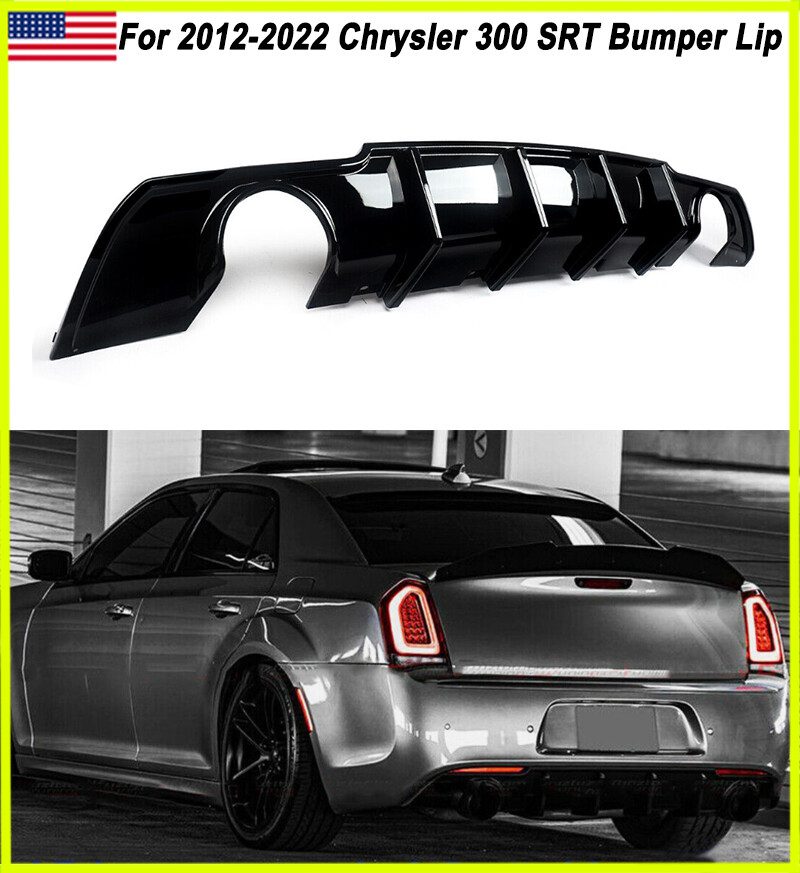 For 2012-2022 Chrysler 300 SRT Bumper Lip Gloss Black Dual Exhaust Rear ...