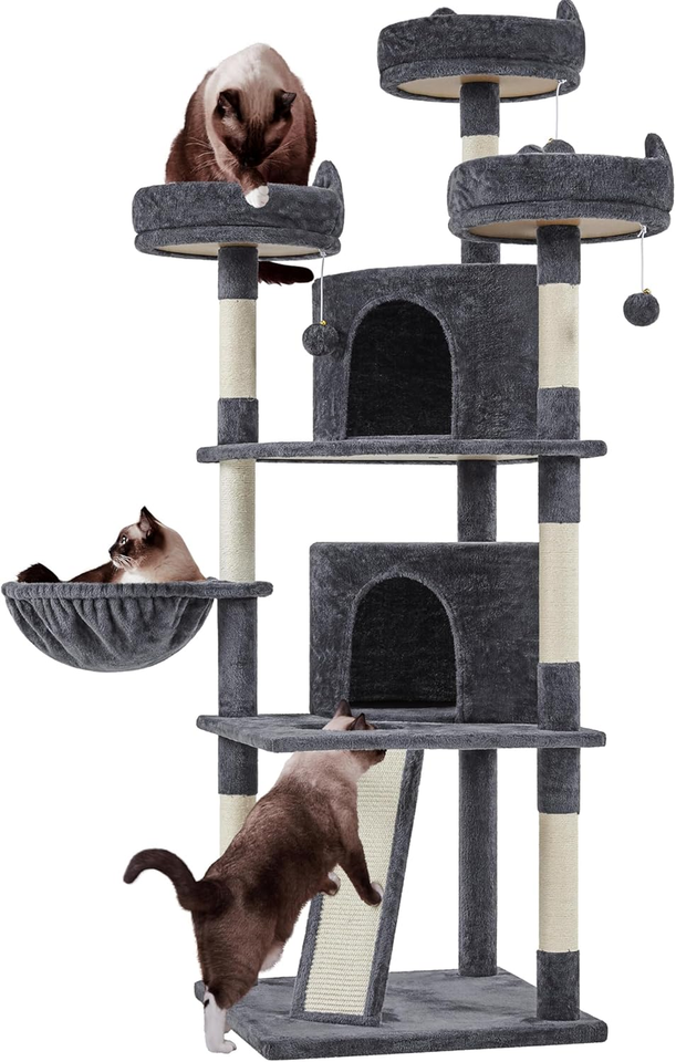 Yaheetech 68.5In Cat Tree for Large Cats, Multi-Level Cat Tower with 3 ...