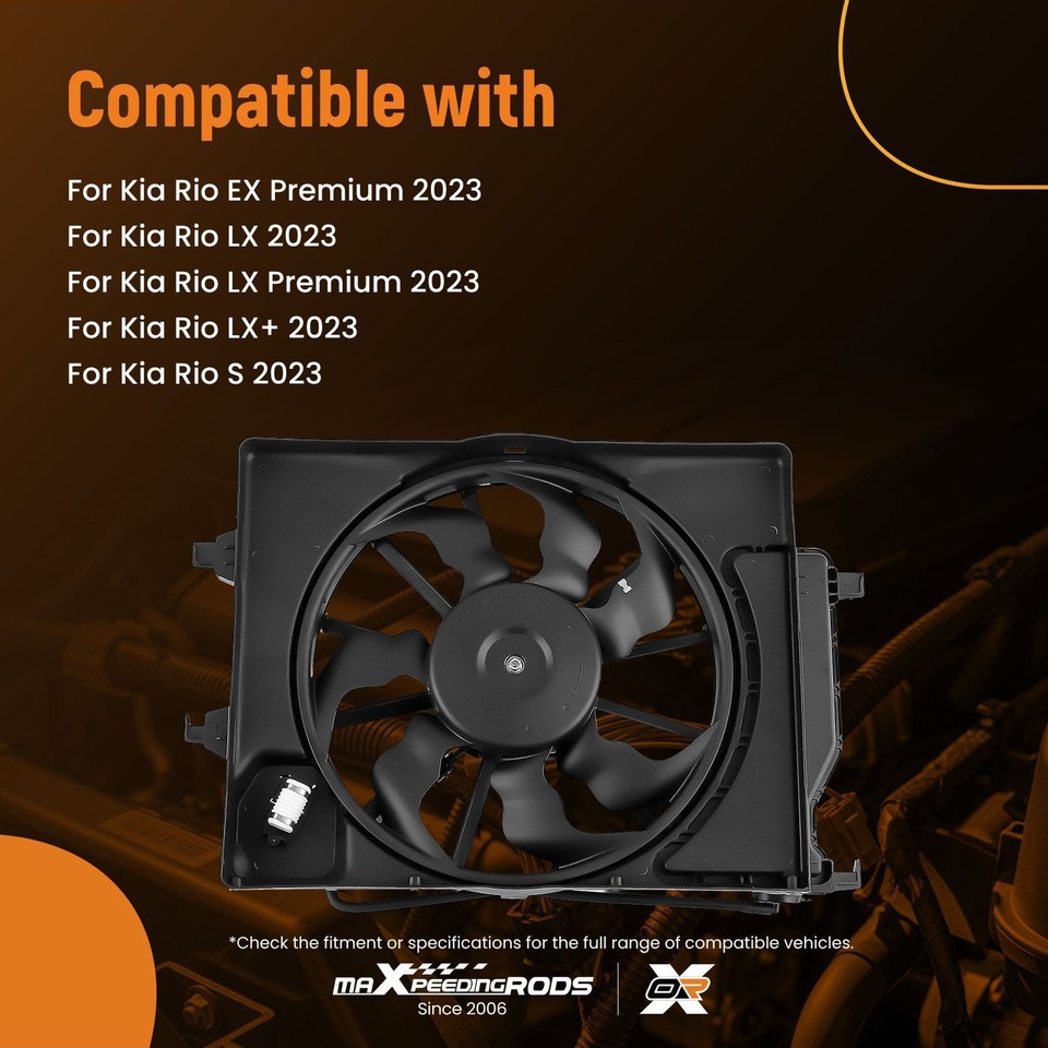 Radiator A/C Condenser Cooling Fan for Hyundai Accent 18-22 Kia Rio ...