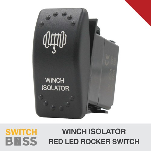 Winch Isolator LASER ETCHED Rocker Switch - Red LED 12v 24v Toggle On ...