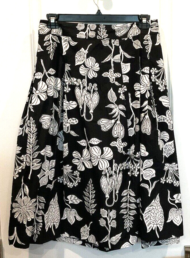 Talbots Plus Black and White Pleated Cotton Skirt Siz… - Gem
