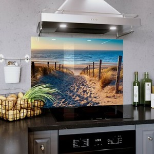 Glass Splashback Kitchen Tile Cooker Panel ANY SIZE Sea View Beach ...
