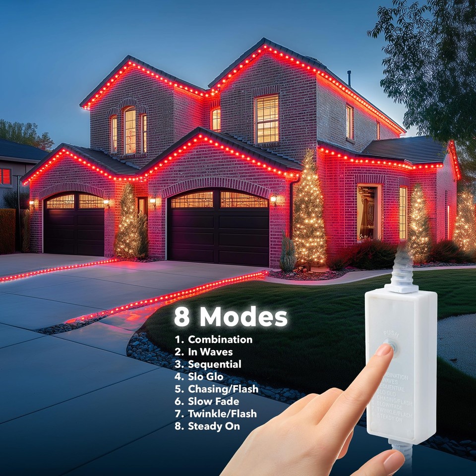 8-Mode LED Rope Light, Outdoor Waterproof Connectable Accent Lighting ...