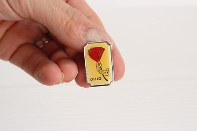 OHIO IN MEMORIAM Red Rose Metal Enamel Souvenir Pin Keepsake gift for ...