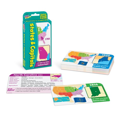 U.S. American States & Capitals Flash Cards - Educational & Fun Game ...
