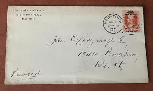 1883 NEW HAVEN CLOCK CO ADVERTISING !! NY DUPLEX JACKSON 2c BANKNOTE ...