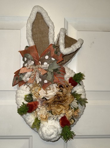 Handmade Bunny Head Easter Decoration Farmhouse Velveteen Rabbit Wreath ...