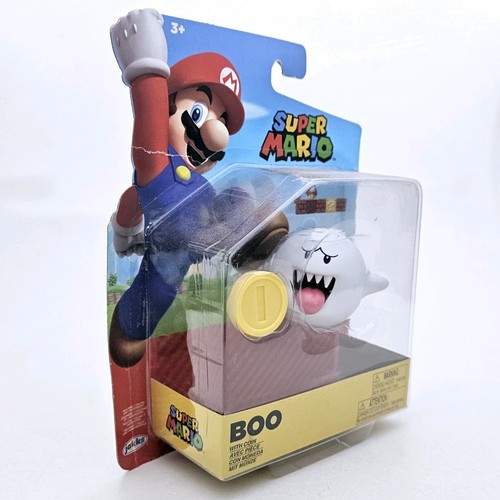 2019 Jakks Pacific 4" Nintendo Super Mario Action Figure Boo With Coin ...