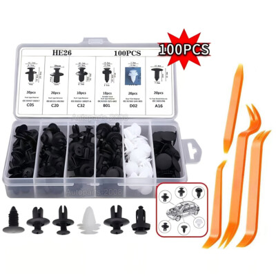 100Pcs Auto Bumper Clips Car Clips Plastic Rivets Fasteners Push ...
