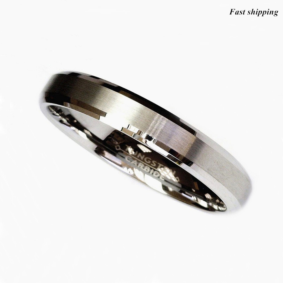 Titanium Color Two Tone Tungsten Carbide Wedding Band Men's Ring Bridal ...