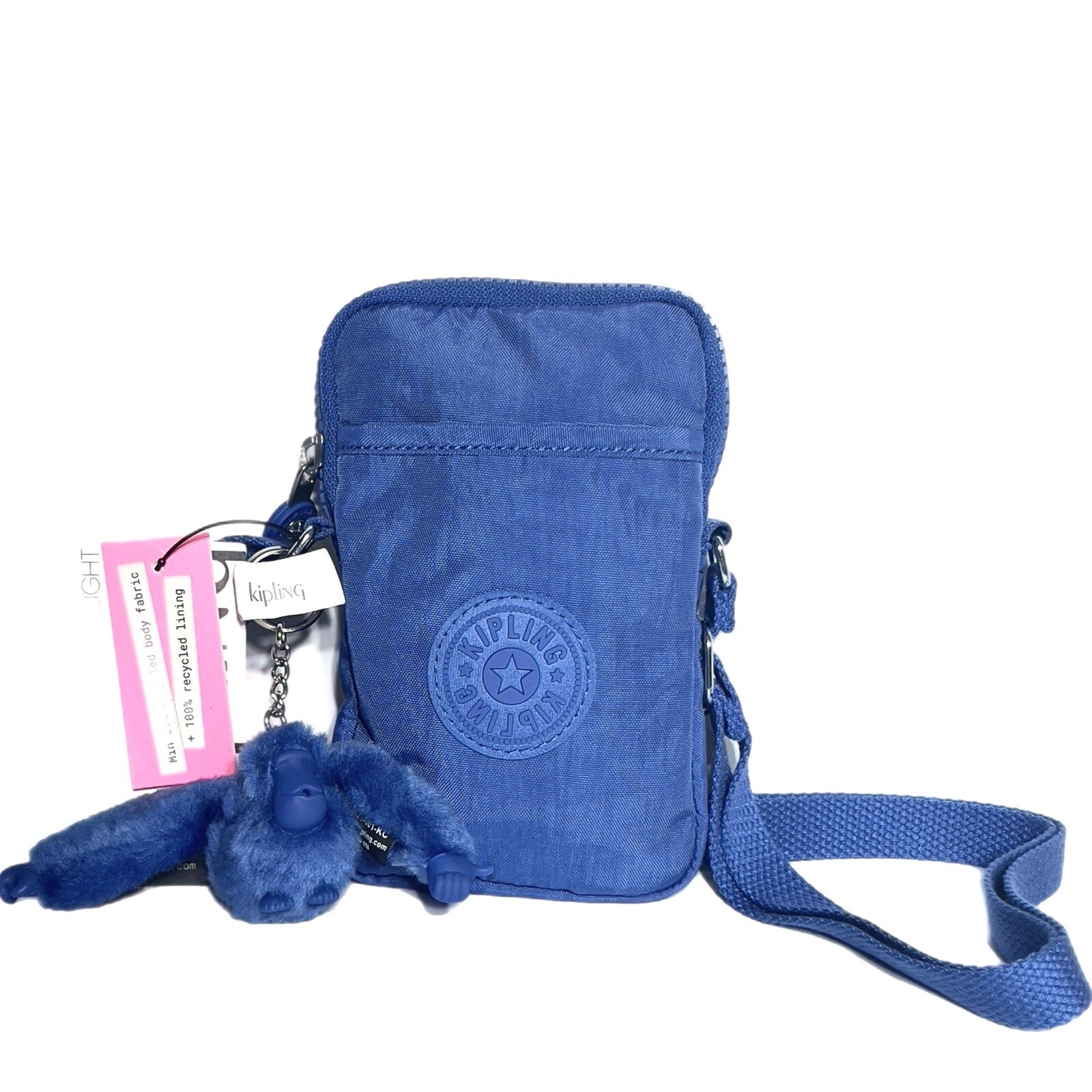 Kipling Tally Crossbody Phone Bag Cosmic Blue nylon silver monkey key ...