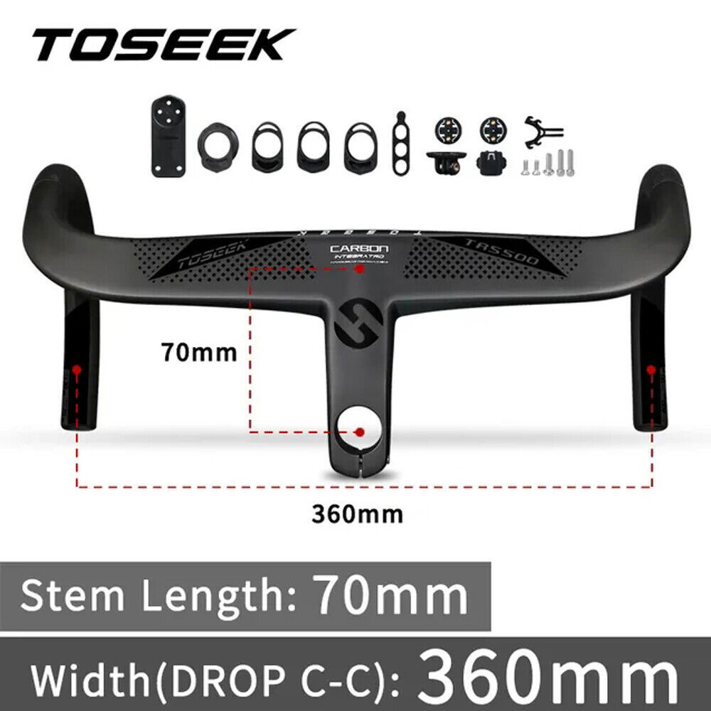 TOSEEK-TR5500 Bicycle Integrated Handlebar Carbon Fiber Semi Hidden ...