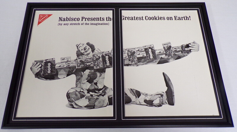 1968 Nabisco Cookies / Circus Clown Framed 12x18 ORIGINAL Advertising ...