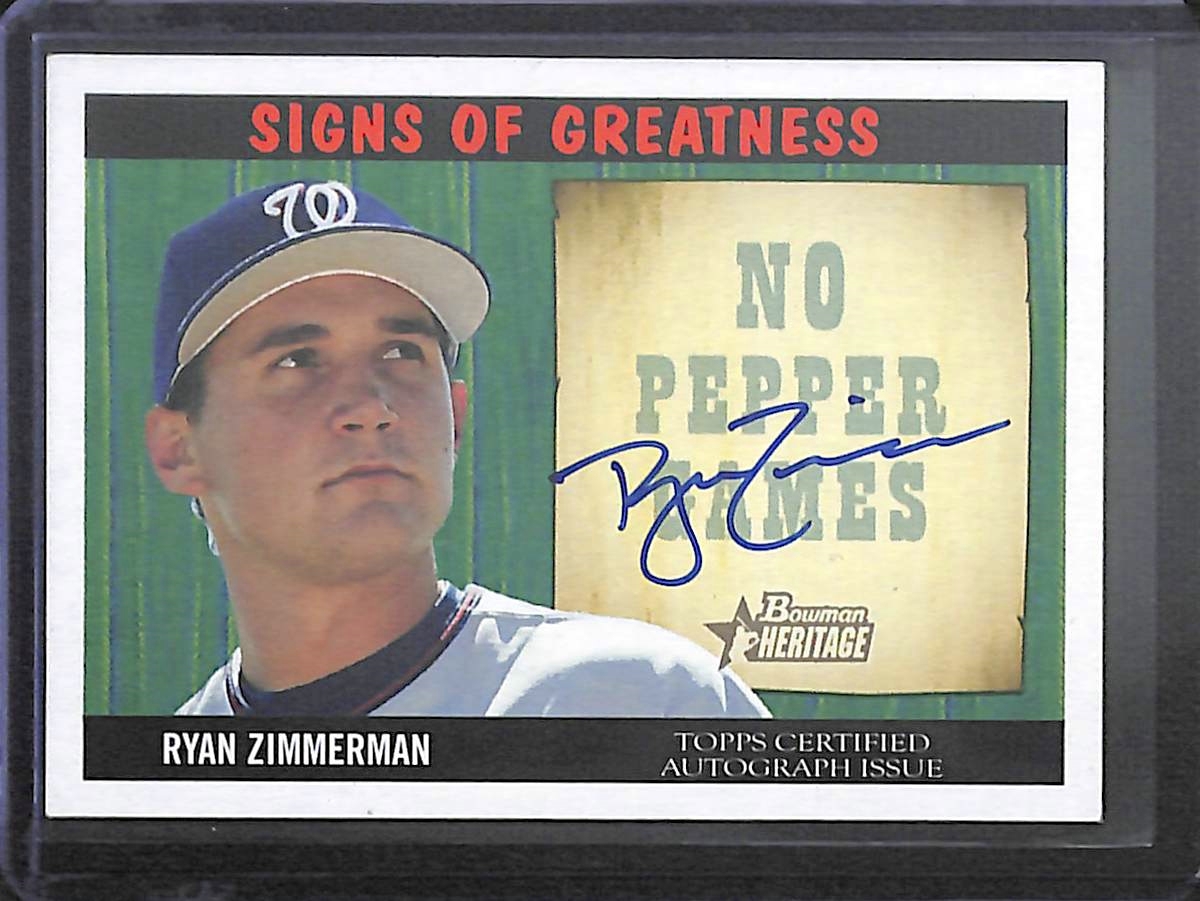 2005 Bowman Heritage Signs of Greatness Autograph #SG-RZ Ryan Zimmerman ...