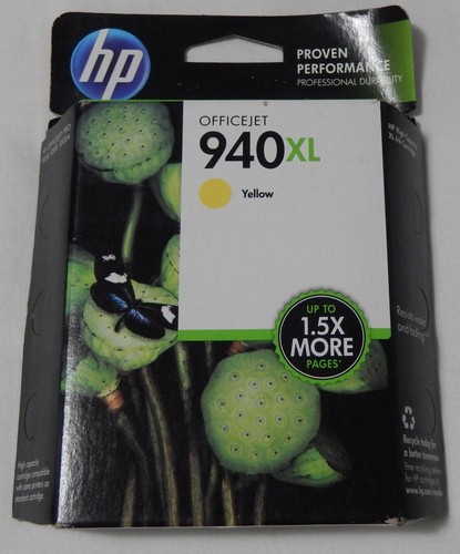 Genuine OEM HP 940XL High Yield Yellow Ink Cartridge (C4909AN) Exp. 08/ ...