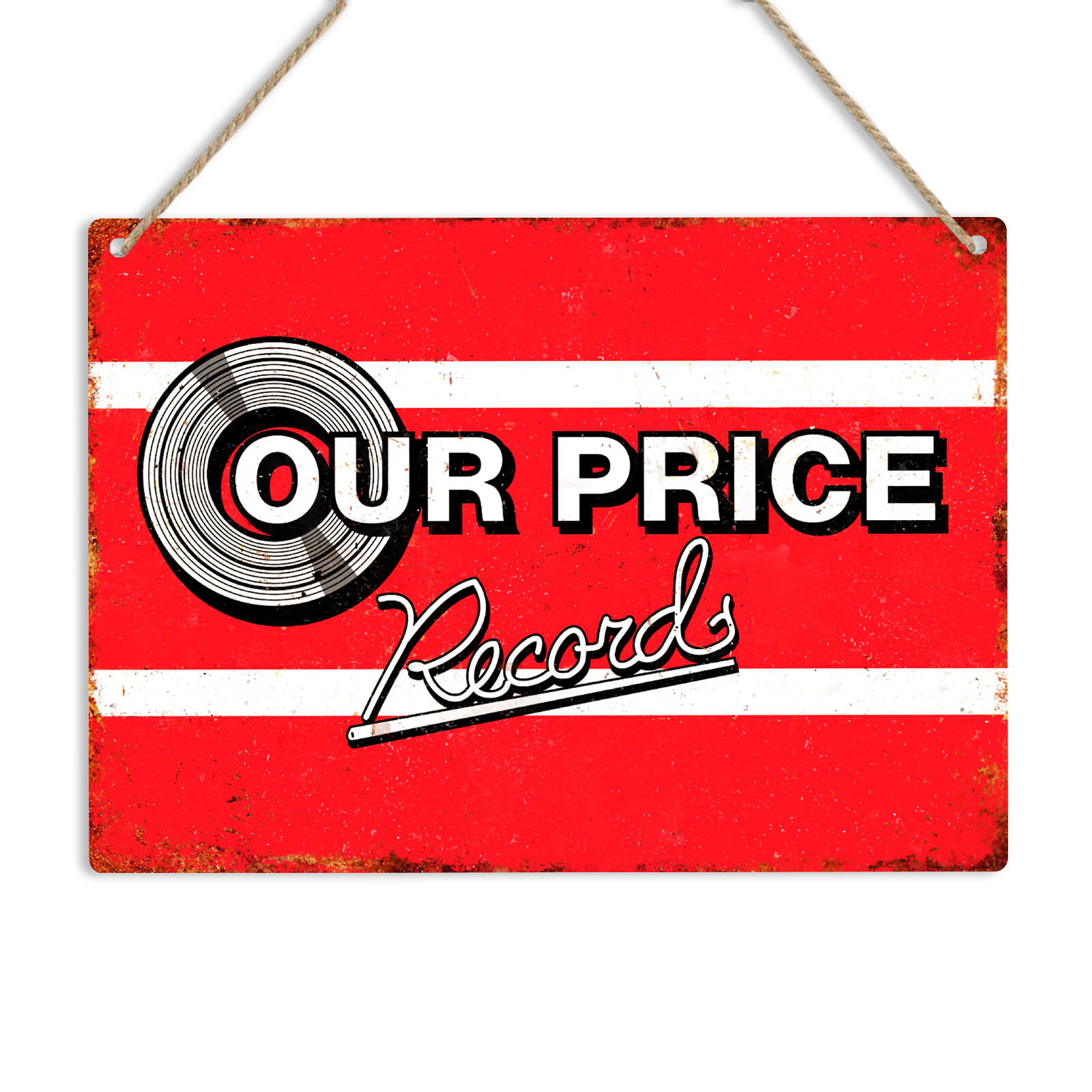 OUR PRICE RECORDS Vintage Metal Tin Wall Sign Plaque Man Cave Shed ...