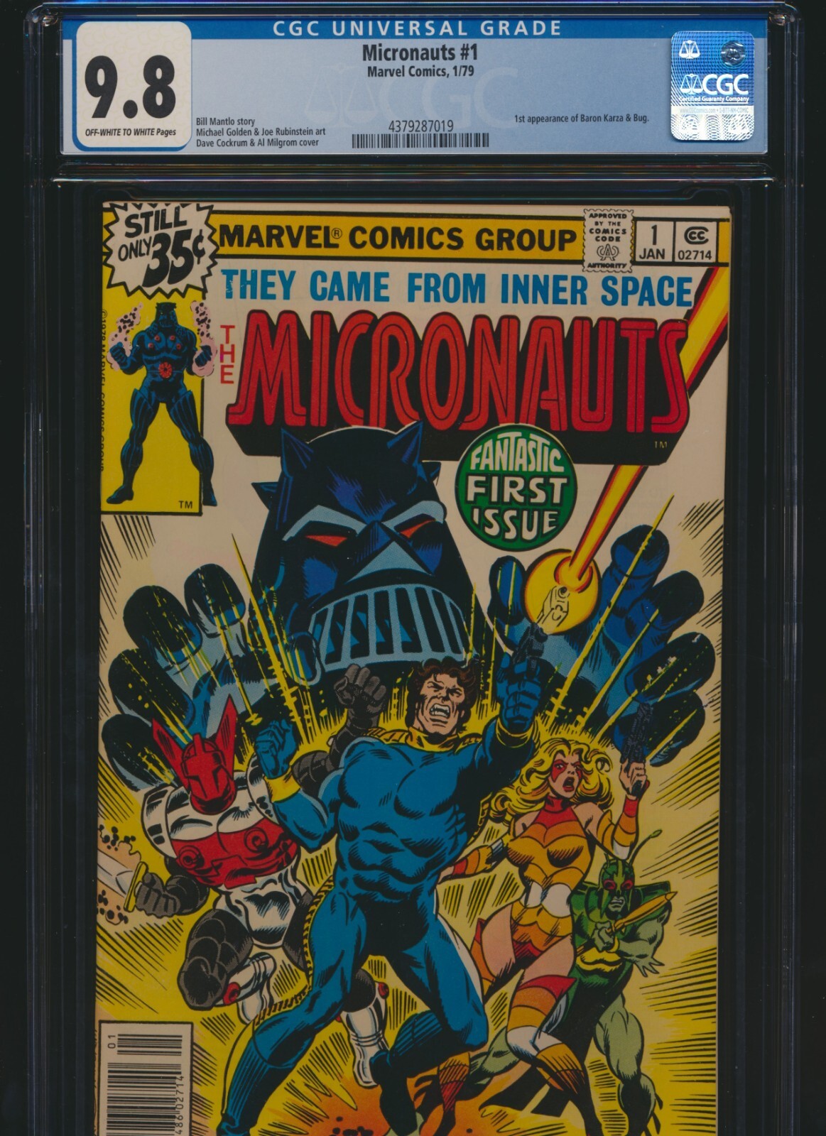Micronauts 1 Marvel 1979 CGC 9.8 ow/w pgs 1st Baron Karza Bug KEY NR ...
