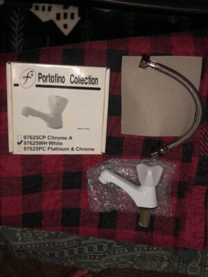 HTF Fontana Portofino Collection 97625WH White Sink Faucet & 10" Hose ...