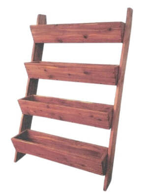 UPRIGHT PATIO PLANTER - Red Cedar Leaning Vertical Garden Box | eBay