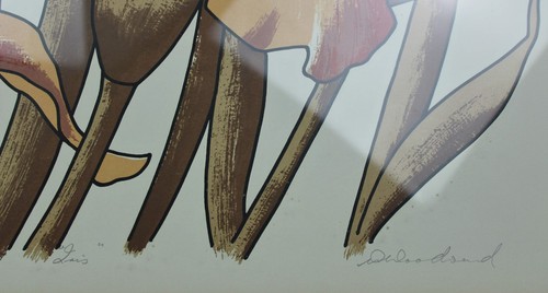 Warren Woodward Iris signed numbered Serigraph print original frame mid ...