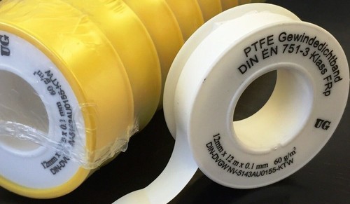 PTFE Teflon Band FRp für Feingewinde DN10 nach DIN EN 751-3, 12mm x 0 ...