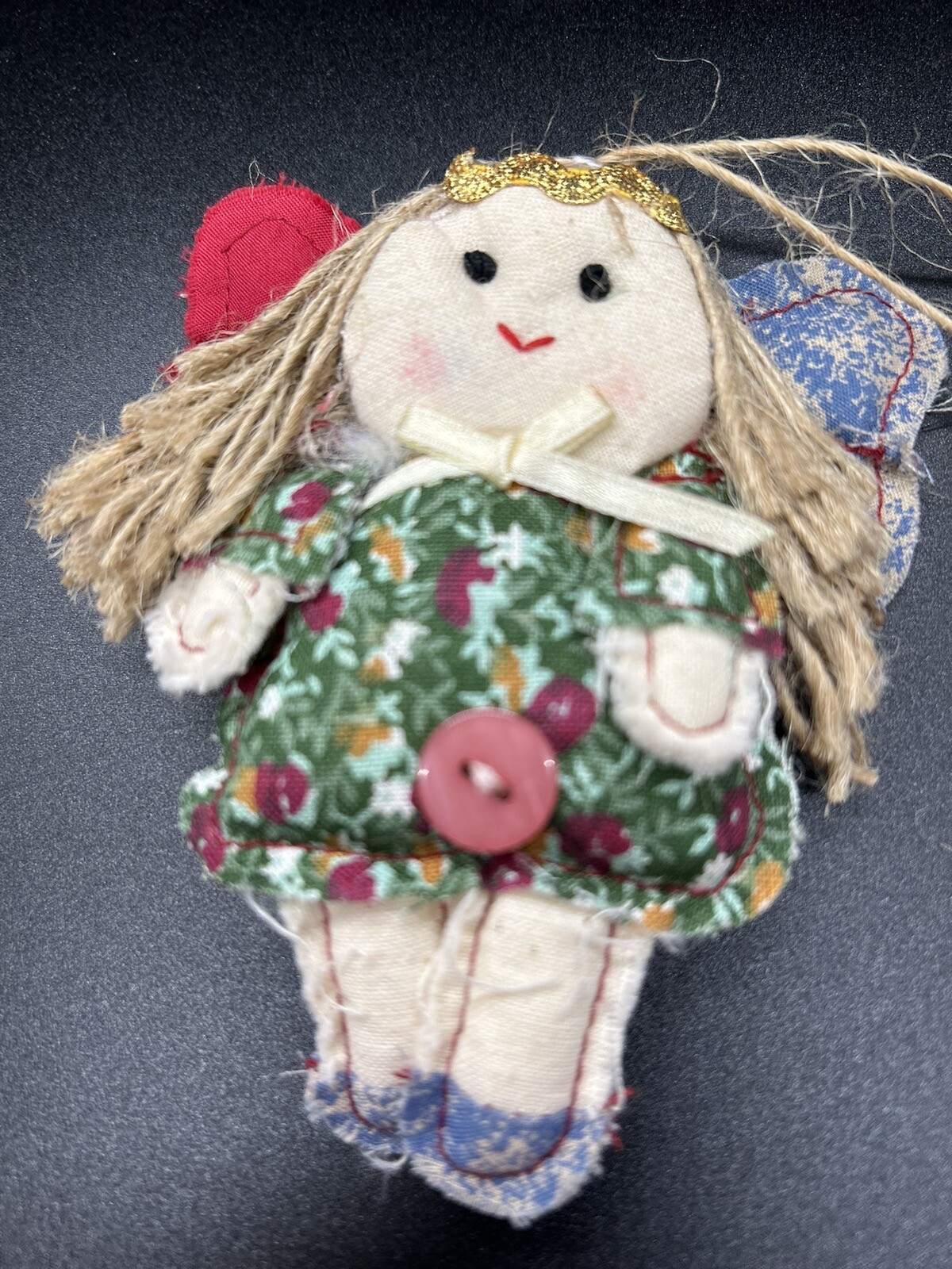 Vintage Handmade Stuffed Rag Doll Angel Ornaments Set Of Four Folk Art ...