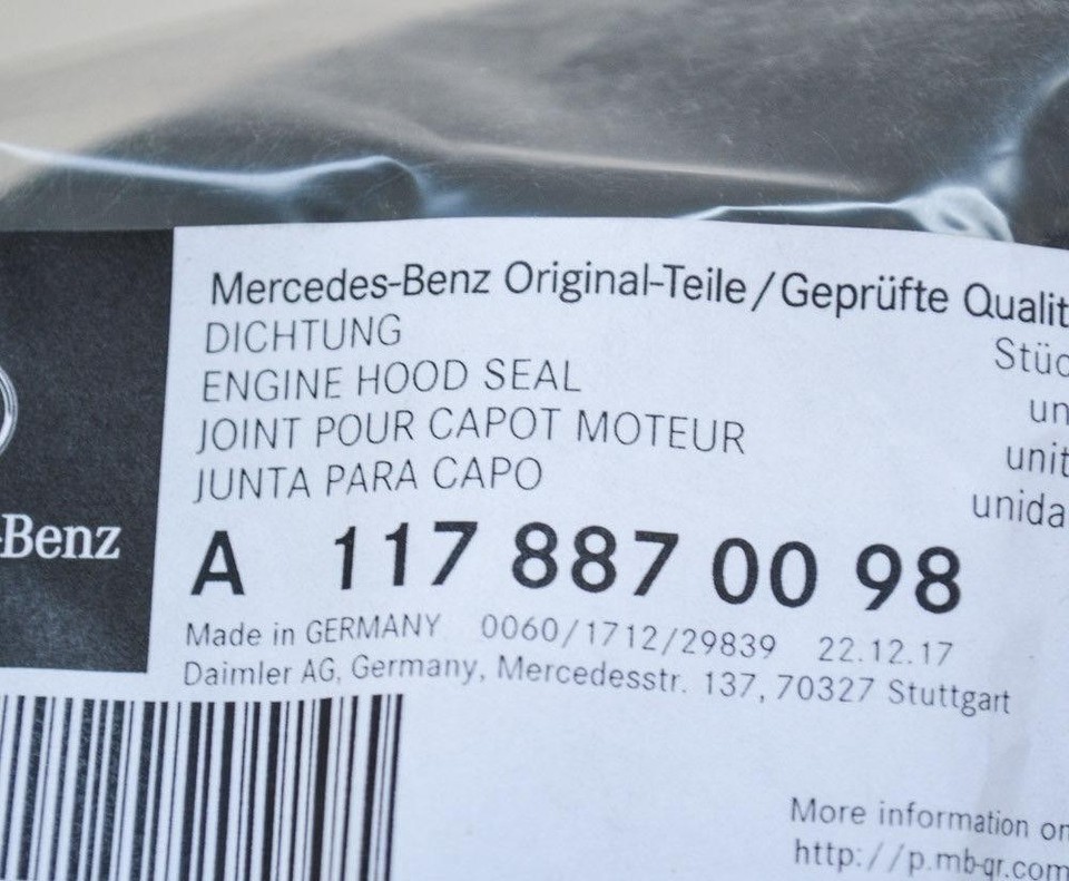 Mercedes-Benz C117 capot joint caoutchouc d'origine A1178870098 | eBay