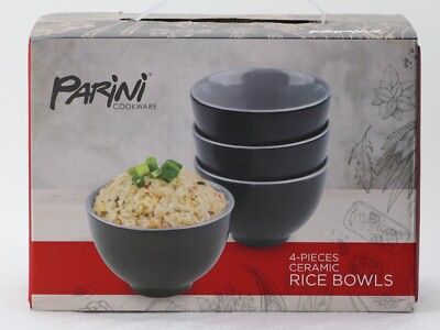 Parini Cookware 4-Piece Ceramic RICE BOWL Two-Tone Gray - NEW IN SEALED ...