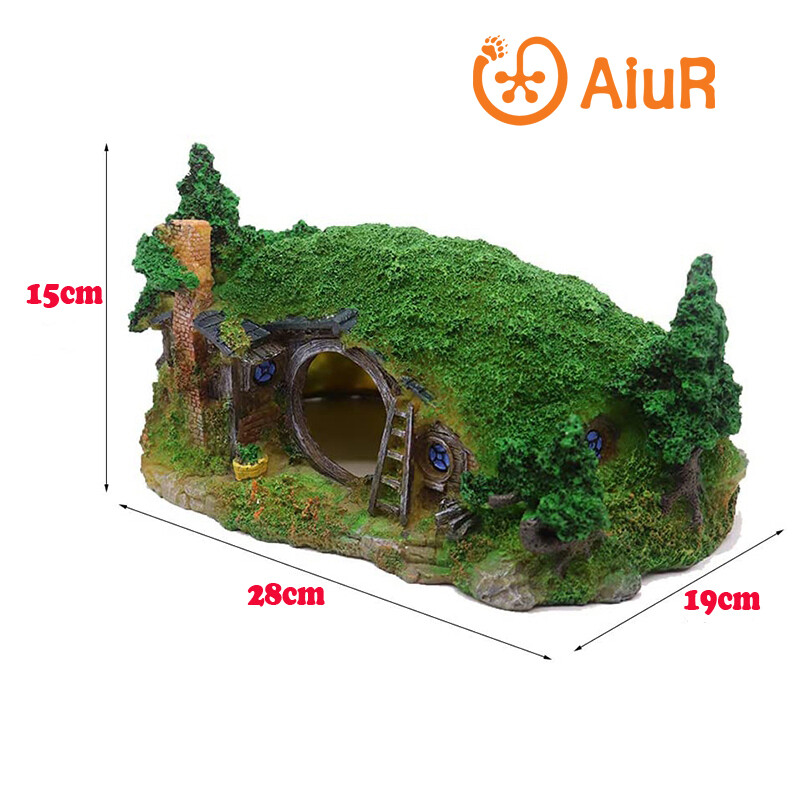 Large 28cm Aquarium Decoration Cave Hobbit Fish Reptile Tank Ornament ...
