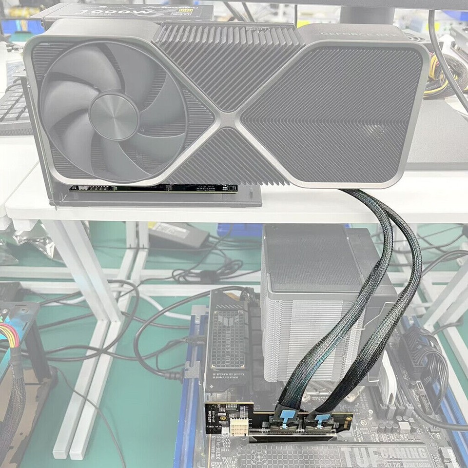 ADT-Link PCIe 4.0 x16 MCIO Graphics Card Split Extension Riser Cable ...