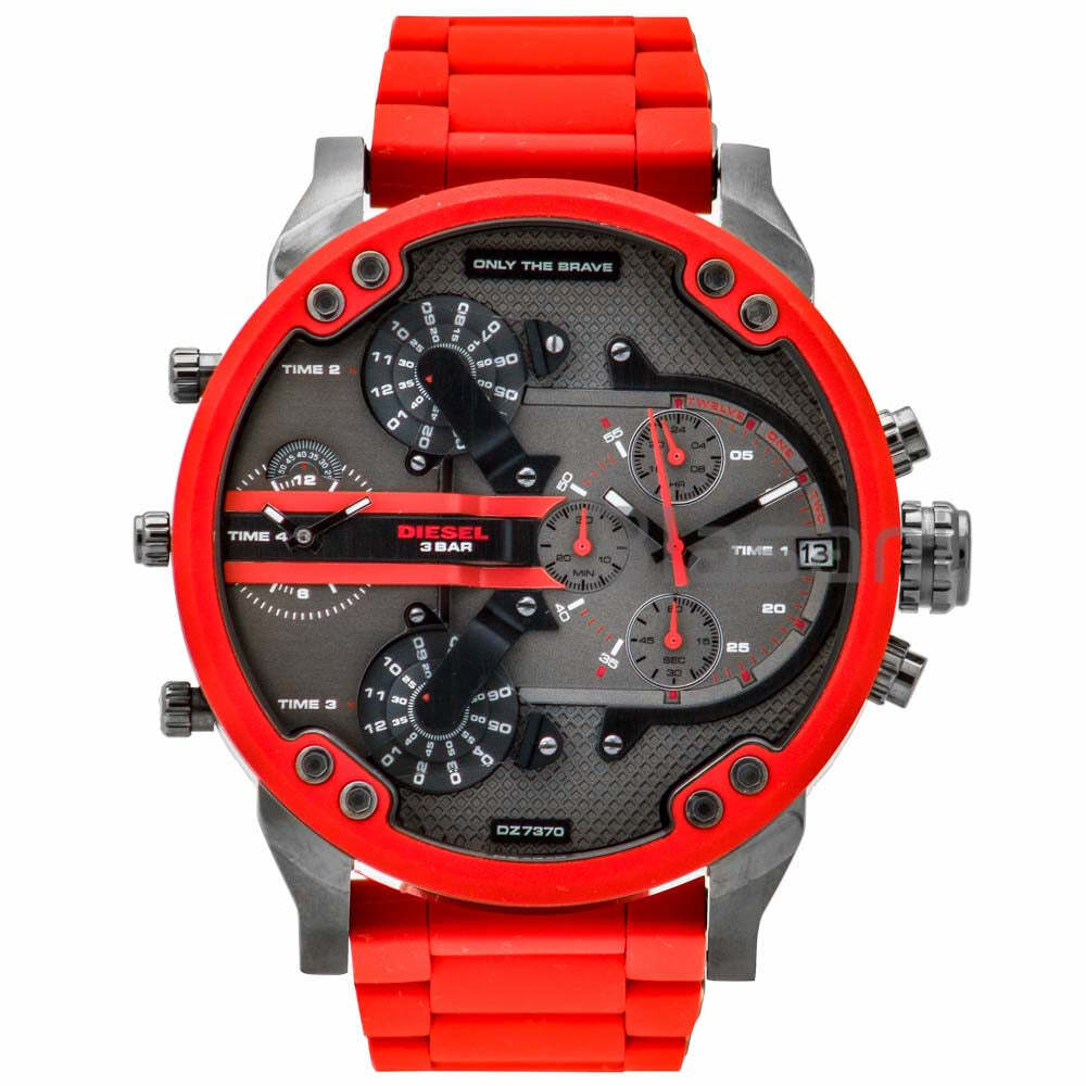 Diesel DZ7370 Mr Daddy 2.0 Chronograph Red Silicone Stainless Steel ...