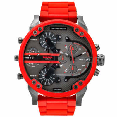 Diesel DZ7370 Mr Daddy 2.0 Chronograph Red Silicone Stainless Steel ...