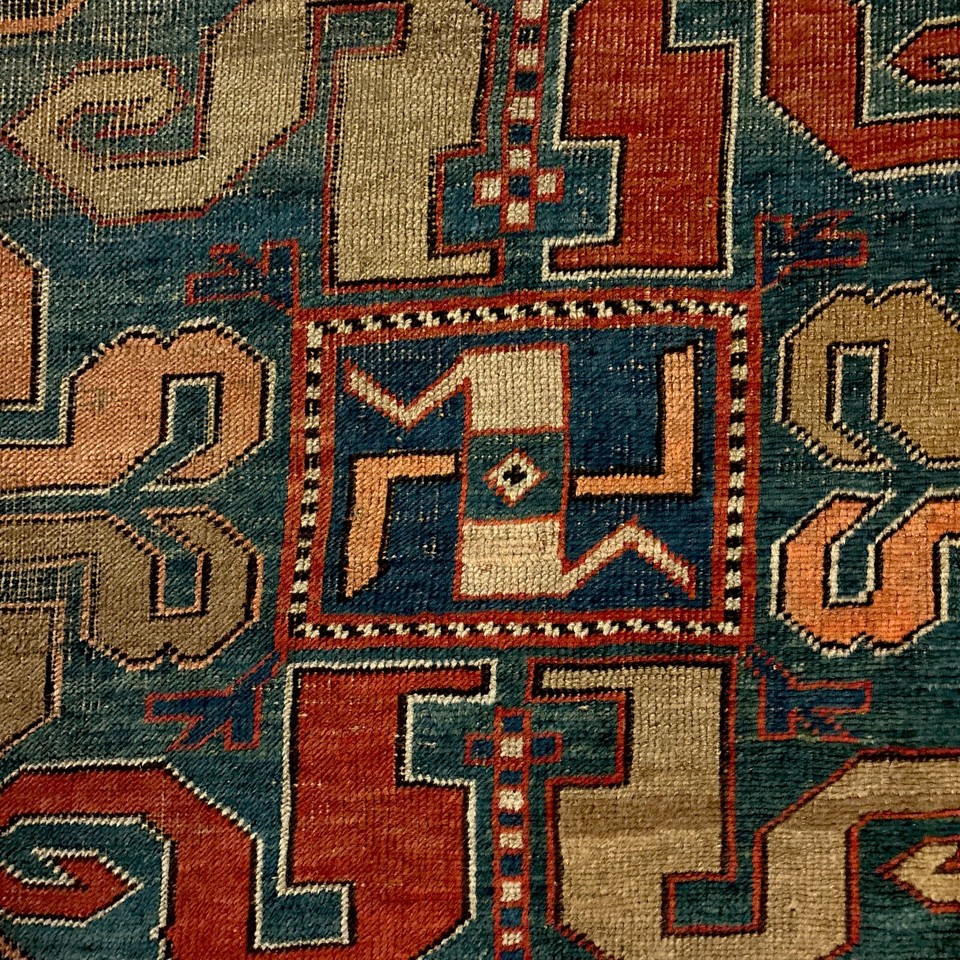 Armenian Antique Chondzoresk Cloudband Karabakh Rug W/Pad All Wool 4’ 4 ...