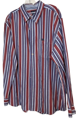 CHAPS Ralph Lauren Mens Striped Button Down Shirt Red White & Blue XXL TTG 2XL | eBay