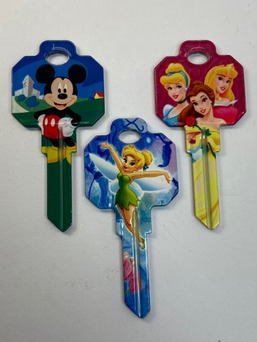 Disney House Keys KW1/66 UNCUT Mickey Mouse Tinkerbell Belle Cinderella ...